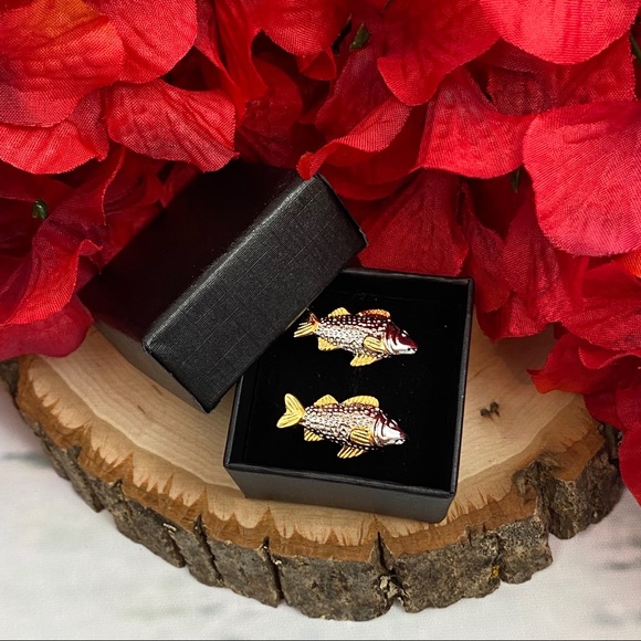 Accessories | Bass Fish Fisherman Silver And Gold Cufflinks | Poshmark
